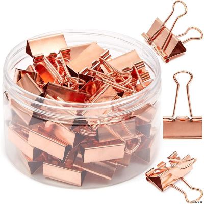 50 Pack 1 in Rose Gold Binder Clips Medium Paper Clips Clamps File ...