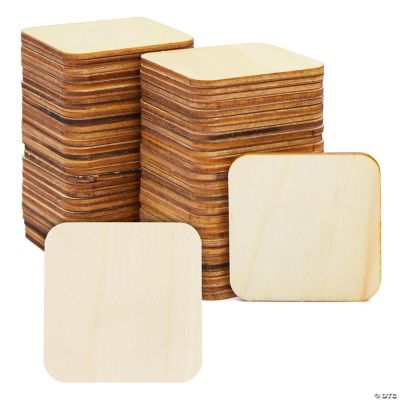 60 Pack 2x2 Wood Squares for Crafts, Unfinished Wood Cutouts with ...