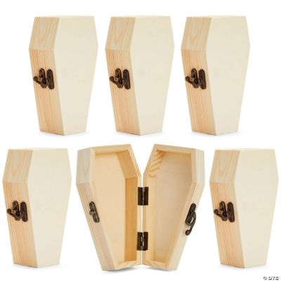 6 Pack Unfinished Halloween Coffin Box with Hinged Lids for DIY Crafts ...