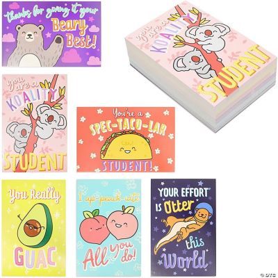 96-Pack Teacher Postcards for Students, 6 Cute Cartoon Illustrations (4 ...
