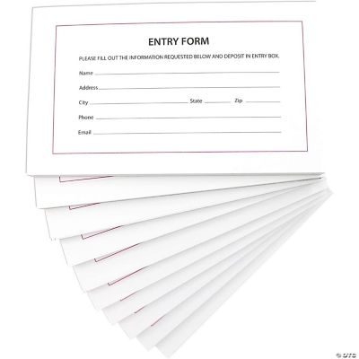 1000 Entry Forms - 10 Pads with 100 Sheets Per Pad - Entry Cards for ...