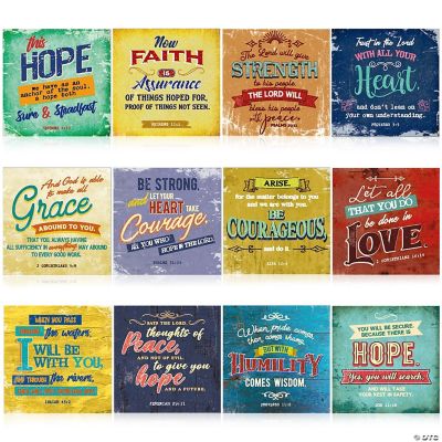 12 Pack Christian Motivational Bible Verse Posters - 12x12 Religious ...