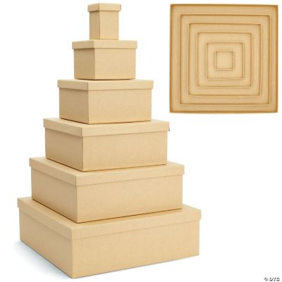 6-Pack Decorative Nested Boxes with Lids, Assorted Sizes, Square ...