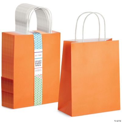 25-Pack Orange Gift Bags with Handles - Medium Size Paper Bags for ...