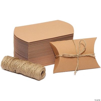 Set of 50 Pillow Gift Boxes with 100ft Jute String Twins for Wedding ...