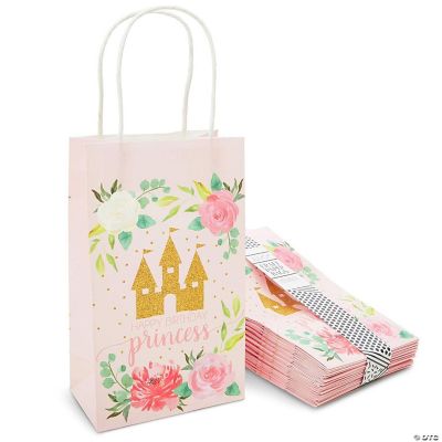 24 Pack Pink Princess Castle Birthday Paper Gift Bags with Handles for ...