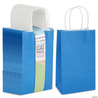 25-Pack Blue Gift Bags with Handles - Small Paper Treat Bags for ...