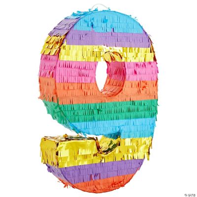 Rainbow Number 9 Pinata for 9th Birthday Party Supplies, Fiesta ...