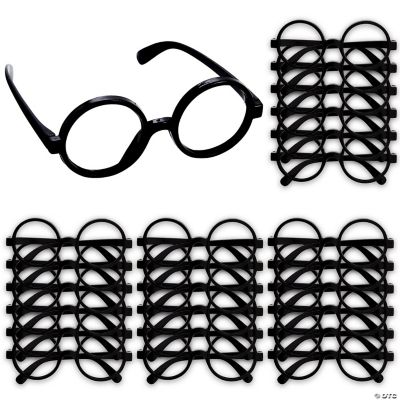 24 Pack Nerd Glasses Party Supplies, Round Black Wizard Glasses for ...