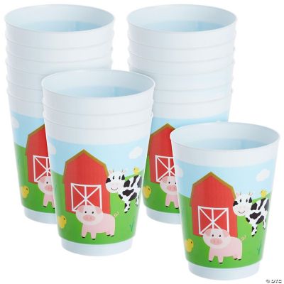 16 Pack 16 oz Farm Animal Cups for Birthday Supplies, Barnyard Party ...
