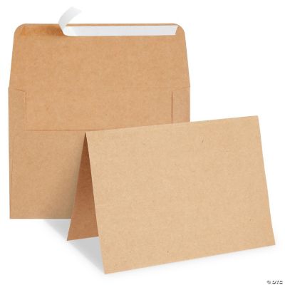 50 Pack Blank A7 Kraft Paper Cards and Envelopes, All Occasion 5x7 Note ...