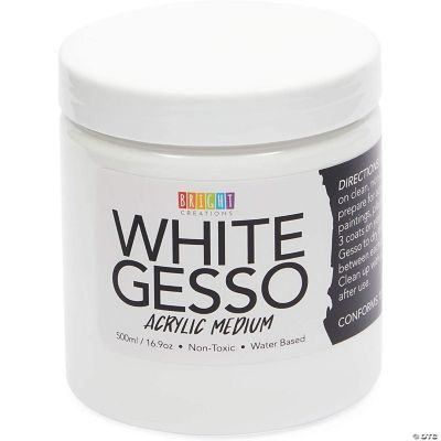 17oz Medium White Gesso Canvas Primer for Acrylic Painting, Paint Base ...