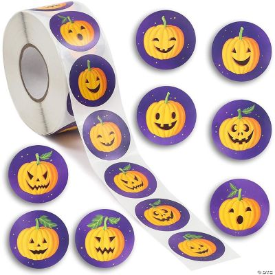 1000-Count Pumpkin Stickers, 1 Roll of Jack-O-Lantern Halloween Cute ...