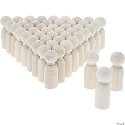 50 Pack Unfinished Wooden Peg Doll Bodies, Natural Wood Figures for ...