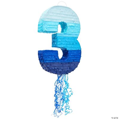 Number 3 Pull String Pinata for Boys 3rd Birthday Party Decorations ...