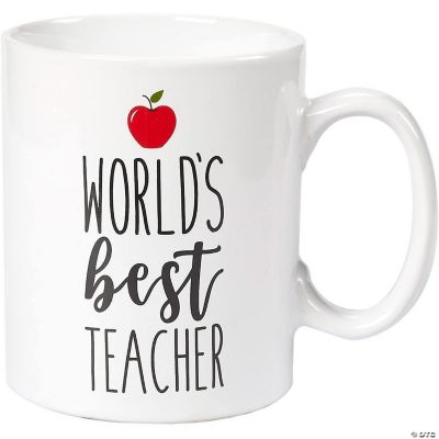 Large World's Best Teacher Coffee Mug White Ceramic Cup - Novelty ...