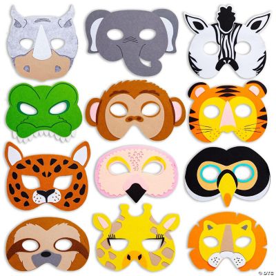 12 Pack Felt Animal Masks for Kids, Jungle Safari Party Favors for ...