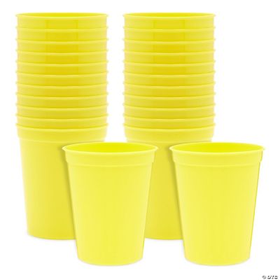 24 Pack 16oz Yellow Plastic Cups for Birthday, Graduations, Baby ...