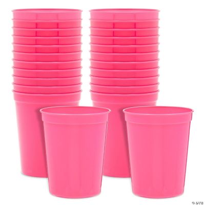 24 Pack 16oz Hot Pink Plastic Cups for Birthday, Graduations, Baby ...