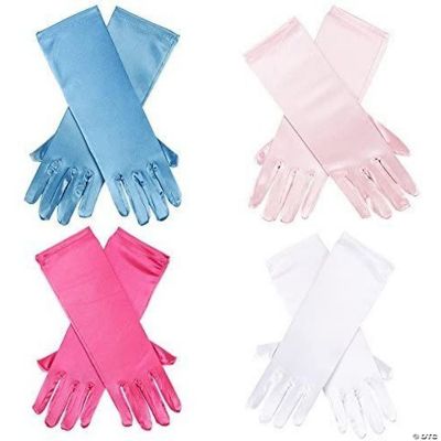 4-Pair Shiny Silky Satin Flower Princess Girl Dress-Up Long Gloves, 4 ...
