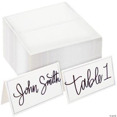 100 Pack Place Cards for Table Setting - Name Cards with Silver Foil ...