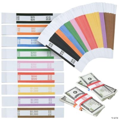 300 Pack Self-Adhesive Money Bands for Cash, ABA Standard Colors, 7.75 ...