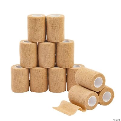 12-Rolls Tan Self Adhesive Bandage Wrap, Vet Tape, Medical Tape (3 In x ...