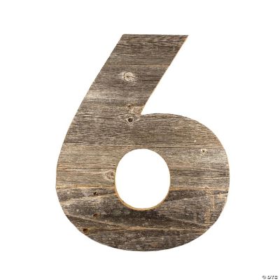 Rustic Large 16 in. Weathered Gray Decorative Monogram Wood Number Six ...