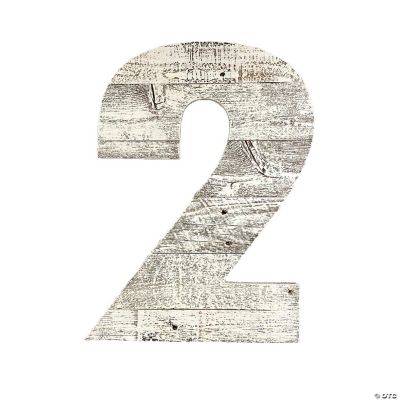 Rustic Large 16 in. White Decorative Monogram Wood Number Two ...