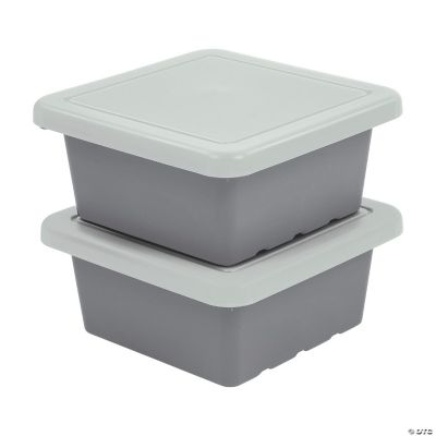 ECR4Kids Square Bin with Lid, Grey, 2-Pack | Oriental Trading
