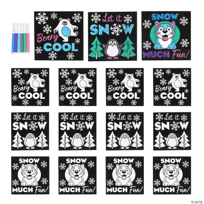 8" x 8" Color Your Own Winter Animals Fuzzy Posters with Markers – 16 ...