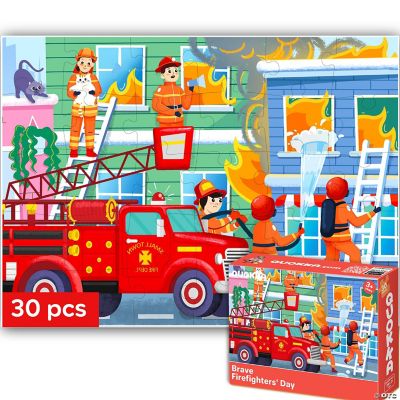 QUOKKA 30 Pieces Firefighters Jigsaw Puzzle for Kids Ages 3-5 ...