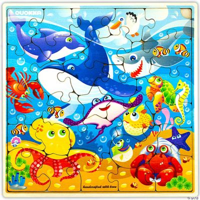 QUOKKA 28 Pieces Ocean Wooden Puzzle for Kids Ages 3-5 | Oriental Trading
