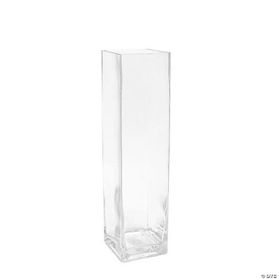 6 Clear 16-Inch Square GLASS FLOWER VASES Wedding Party Centerpieces ...