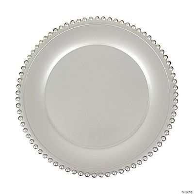 6 pcs 12" Round Beaded Rim Charger Plates Wedding Party Table Top ...