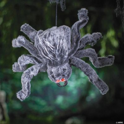 15 3/4" Animated Fuzzy Gray Spider Halloween Decoration | Oriental Trading