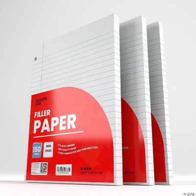 E-Clips USA Wide-Ruled Filler Paper - White Loose-Leaf, Fits Standard 3 ...