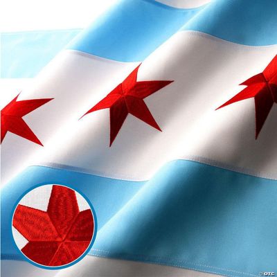 G128 - Chicago City Flag 2.5x4FT Embroidered 220GSM Spun Polyester ...
