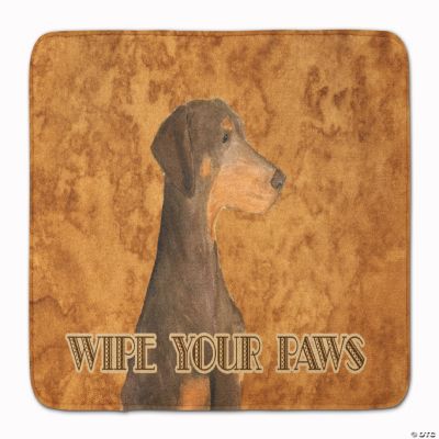 Caroline's Treasures Chocolate Natural Eared Doberman Wipe your Paws ...