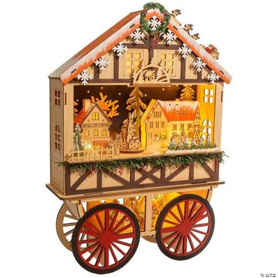 Kurt Adler Battery-Operated, Light up, Wood Wagon with Santa, Christmas ...