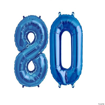 16" Blue Foil 80 Balloons for 80th Birthday & Anniversary Decor ...