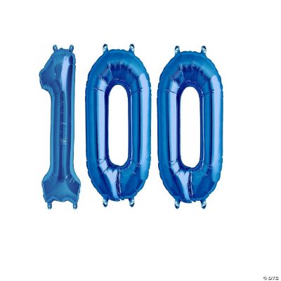 16" Blue Foil 100 Balloons for 100th Birthday/Anniversary Decor ...