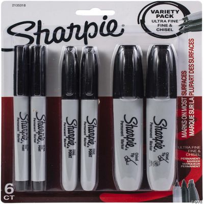 Sharpie Fine/Ultra-Fine/Chisel Tip Permanent Markers 6/Pkg-Black ...