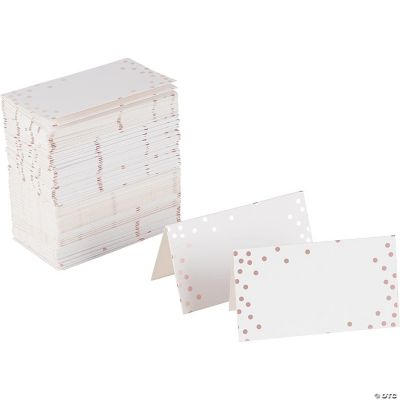 100-Pack Folded Rose Gold Polka Dots Blank Seating Tent Table Number ...