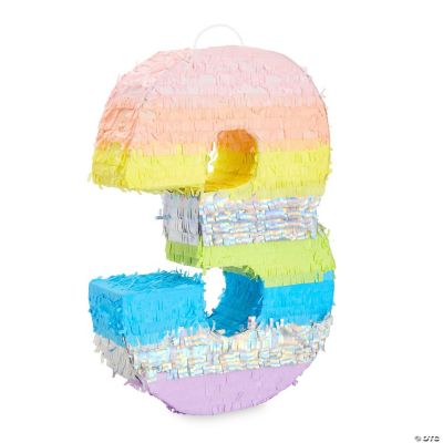 Large Number 3 Pinata for Kids 3rd Birthday Party Decorations, Rainbow ...