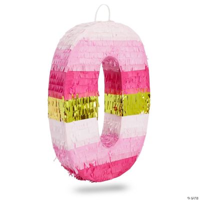 Small Pink and Gold Number 0 Pinata for Kids Birthday Party, 11.35 x 16 ...