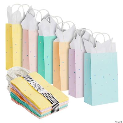 36 Pack Small Colored Paper Bags with Handles and Tissue Paper for ...