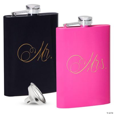 Set of 2 Drinking Flask for Bride and Groom, Mr and Mrs Wedding Gifts ...