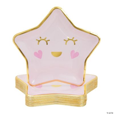 48 Pack Pink Star Paper Plates for Girls Twinkle Twinkle Little Star ...