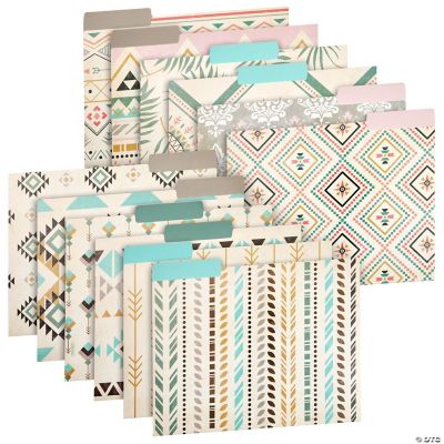 12-Count Decorative File Folders for Letter Size Paper, 1/3-Cut Tabs, 9 ...
